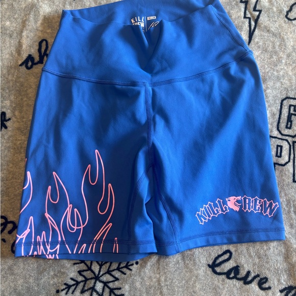 Kill Crew | Shorts | Kill Crew Womens Blue Bike Shorts With Pink Flame ...